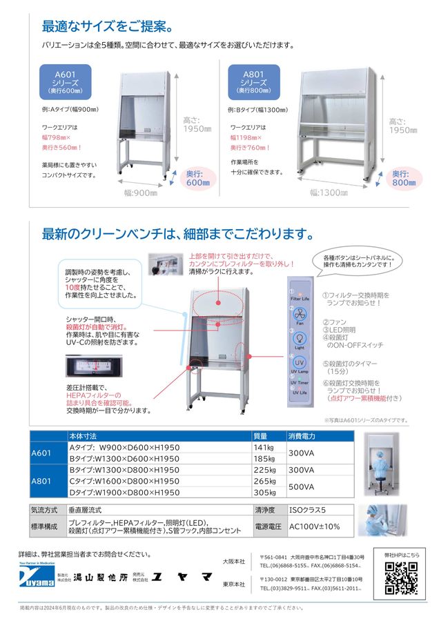 クリーンベンチ YS-B-A601・801_Y0618